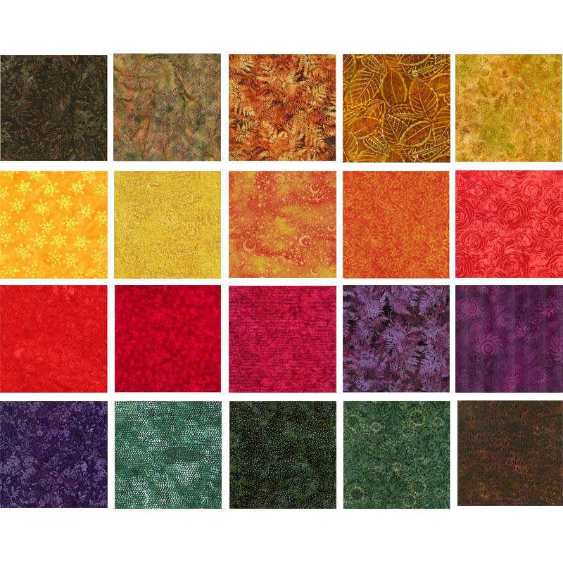 Autumn Batik 20 Fat Quarter Pack – Batiks Etcetera & Sew What Fabrics