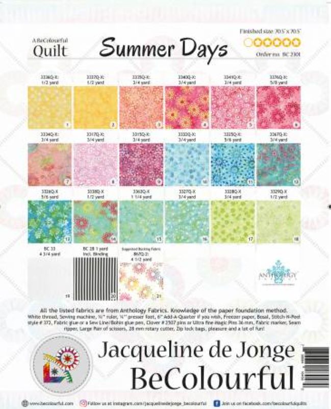 Summer Days Quilt Pattern - Jacqueline de Jonge – Batiks Etcetera & Sew ...