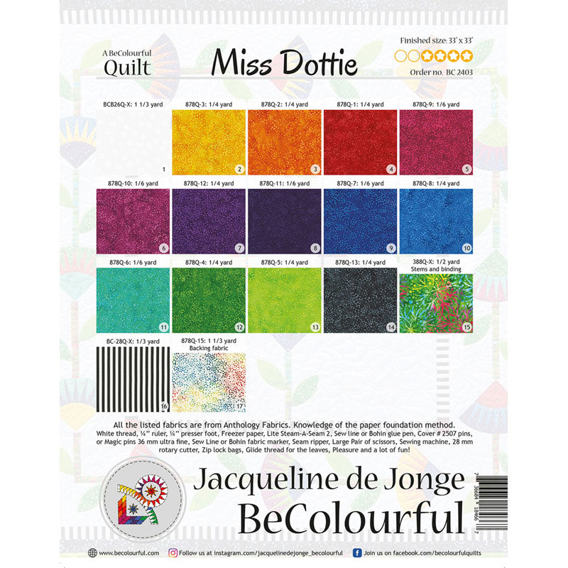 Miss Dottie Pattern - Jacqueline de Jonge – Batiks Etcetera & Sew What ...