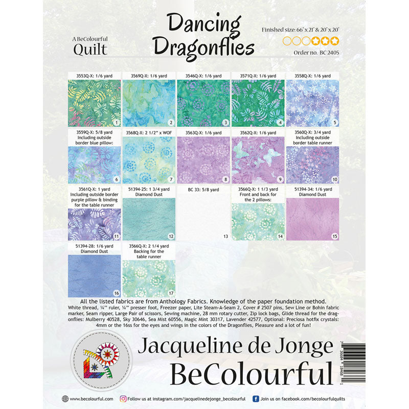 Dancing Dragonflies Pattern - Jacqueline de Jonge – Batiks Etcetera ...