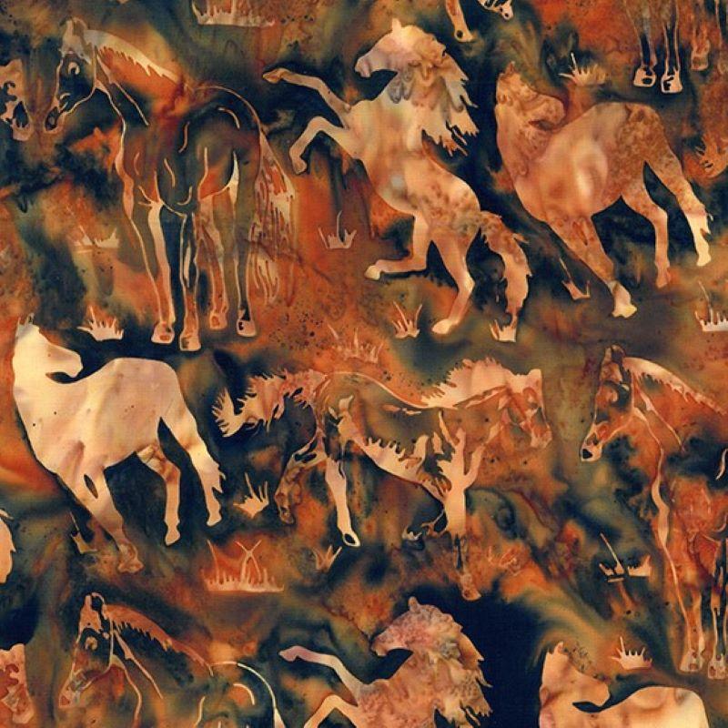 Hoffman Horses W2597 100 Adobe – Batiks Etcetera & Sew What Fabrics