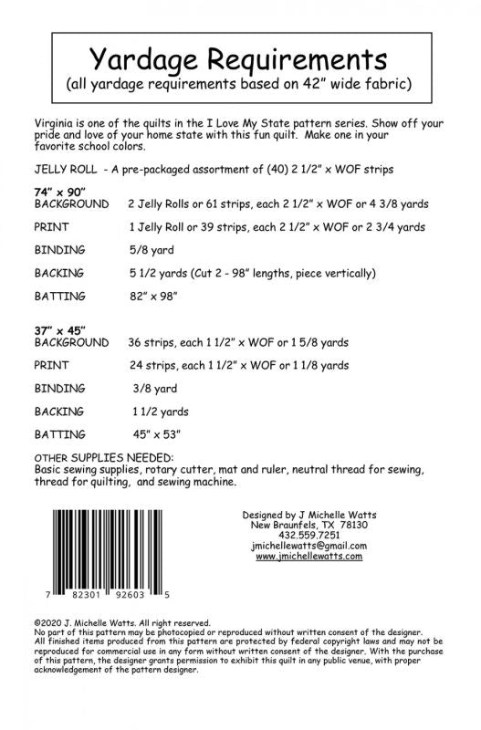 I Love Virginia Pattern – Batiks Etcetera & Sew What Fabrics