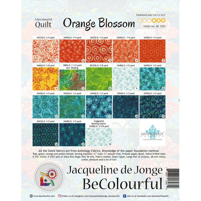 Orange Blossom Quilt Pattern - Jacqueline de Jonge – Batiks Etcetera ...