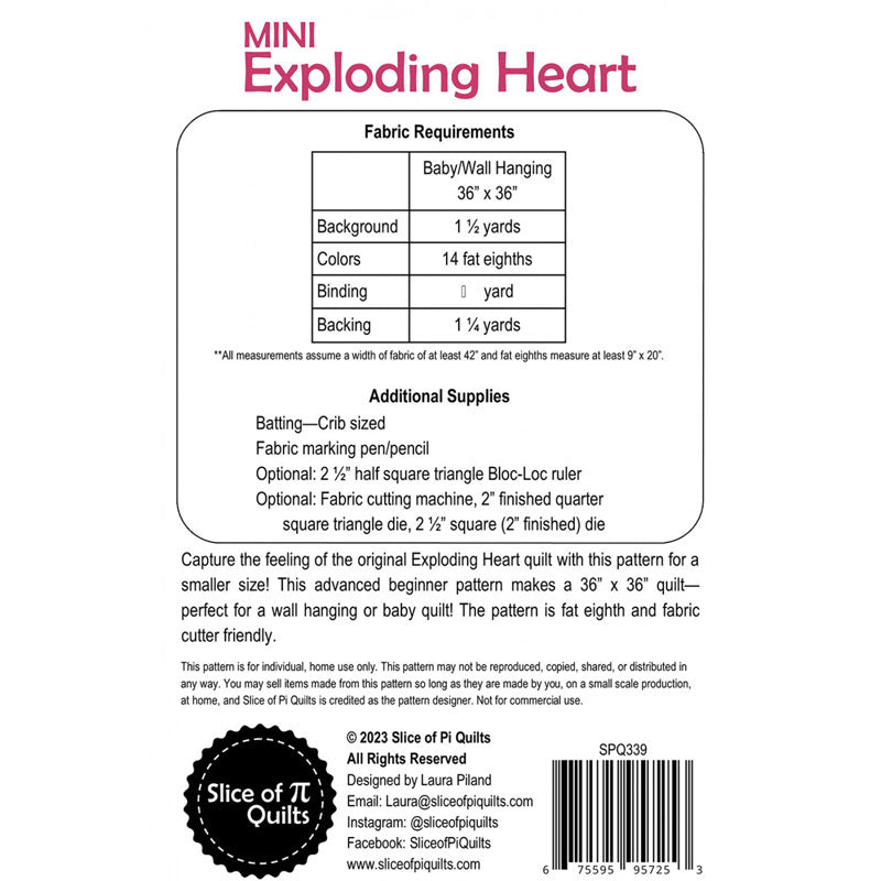 Mini Exploding Heart Pattern by Laura Piland – Batiks Etcetera & Sew ...