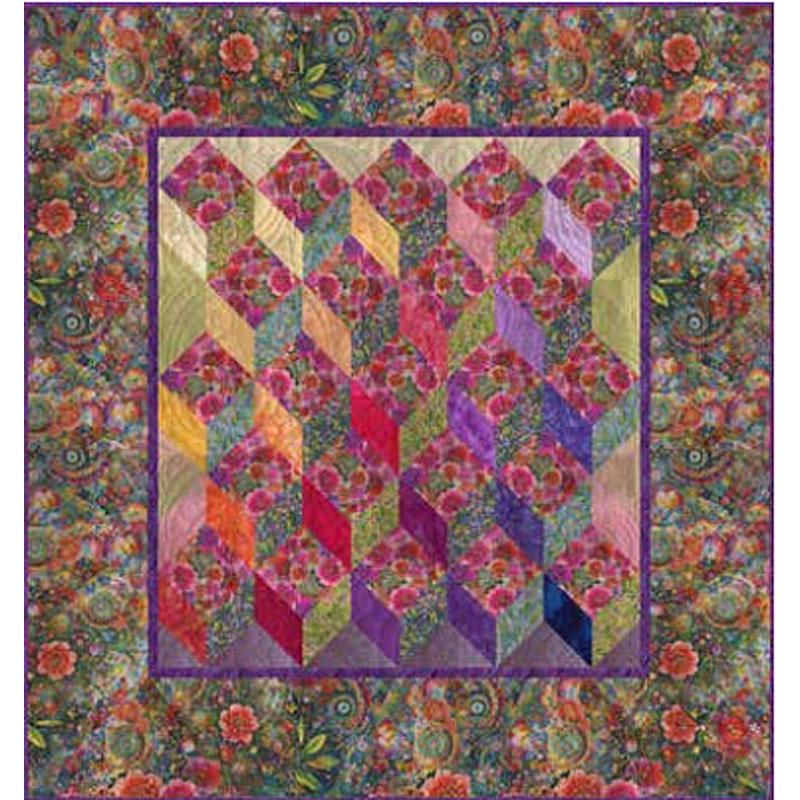 Whimisical Tumbling Block Kit Multi – Batiks Etcetera & Sew What Fabrics